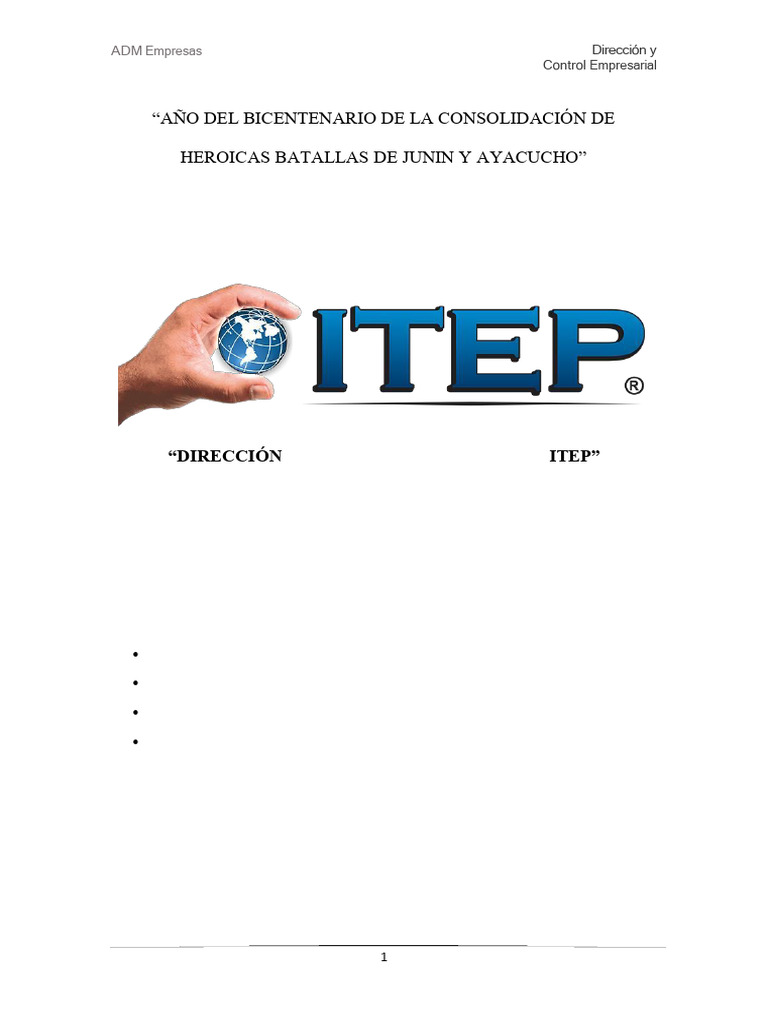 DIRECCION Y CONTROL DE LA EMPRESA ITEP 2 | PDF