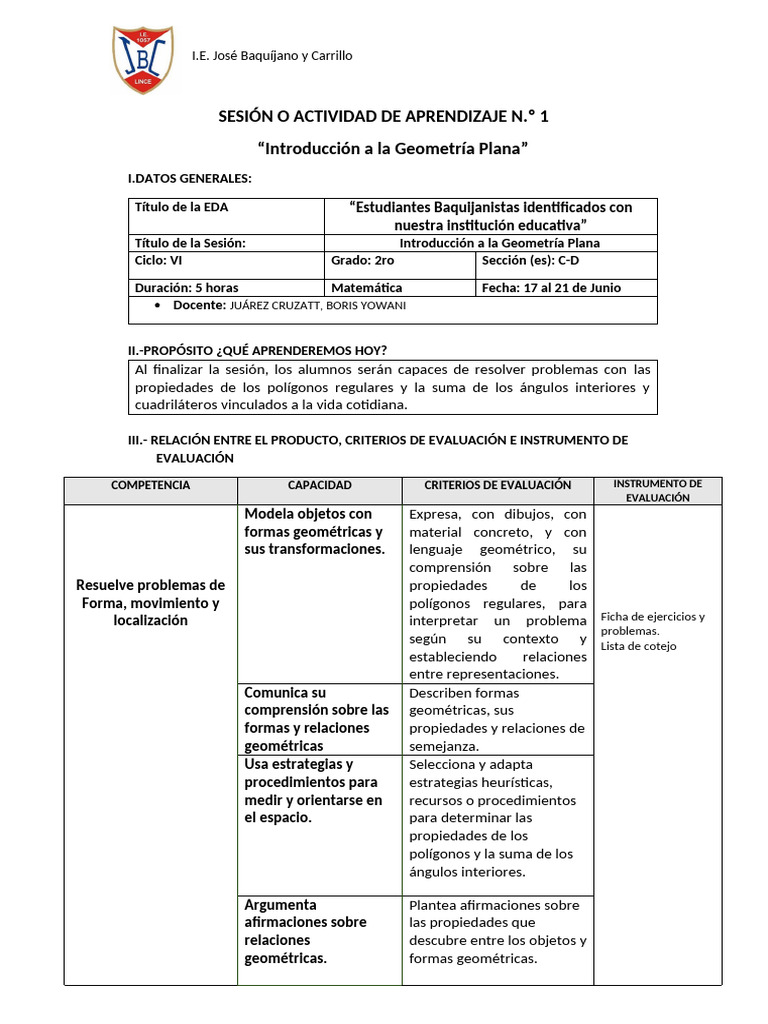 Sesión N°1 - 3ro-2024-II TRIM | PDF