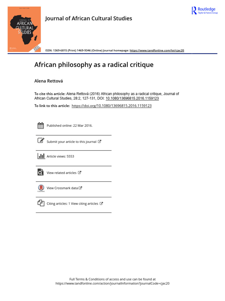 African Philosophy As A Radical Critique | PDF