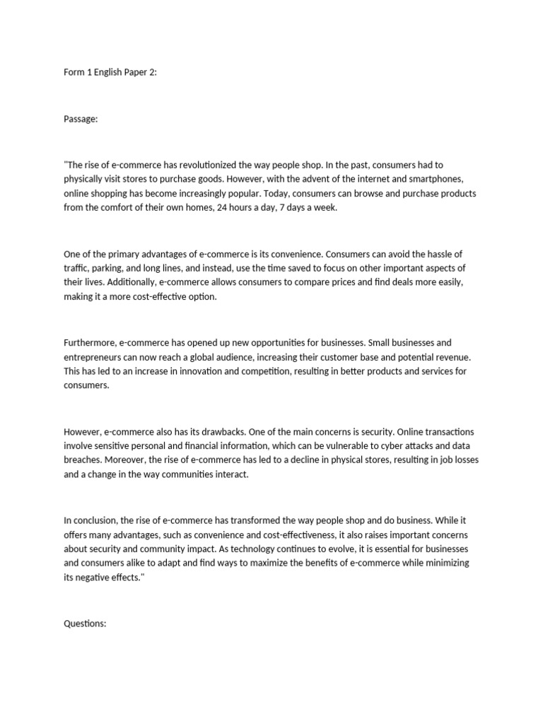 Form 1 English | PDF