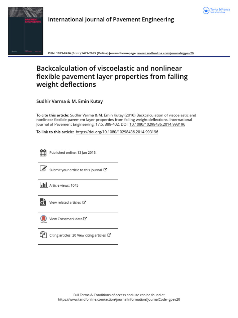 Backcalculation of Viscoelastic and Nonlinear Flexible Pavement Layer Properties From Falling ...