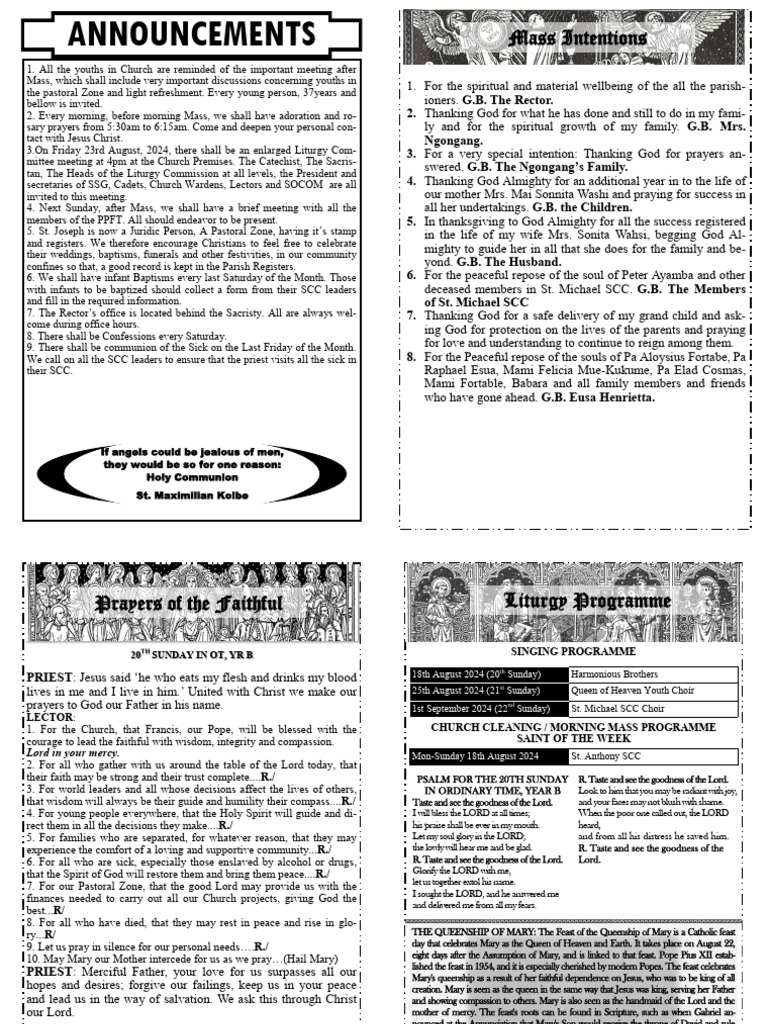 20th Sunday OT | PDF