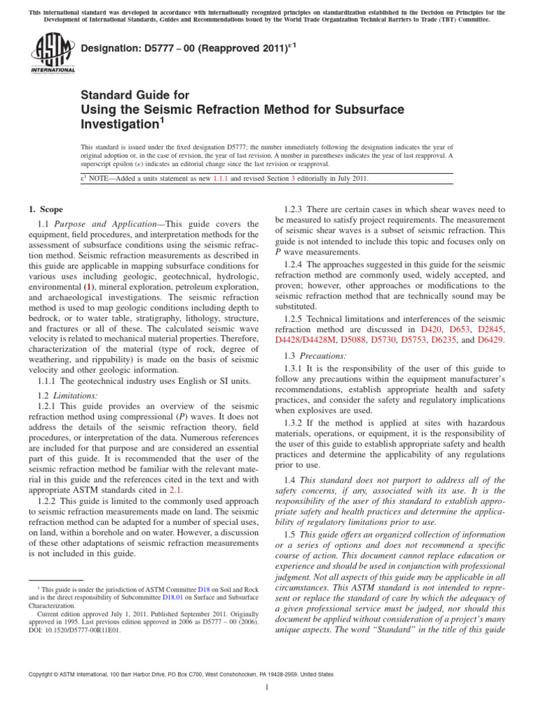 ASTM D5777 Sismica Refracción | PDF