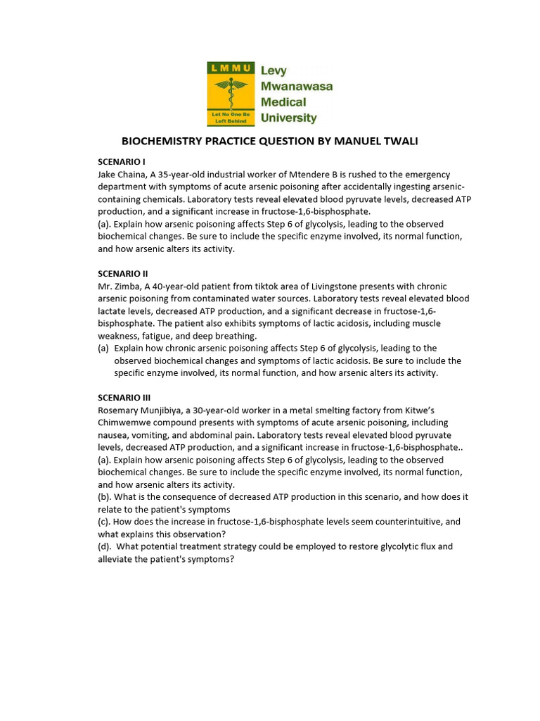 Biochemistry Practice Question by Manuel Twali | PDF | Glycolysis ...