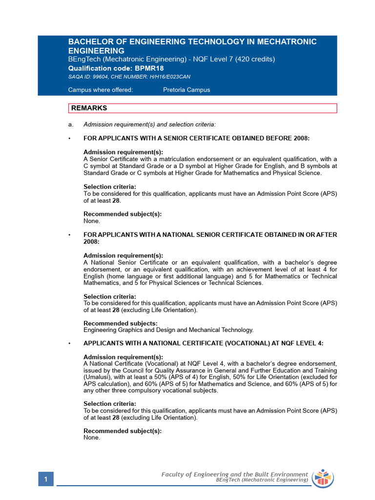 BEng Mechatronics 2024 | PDF