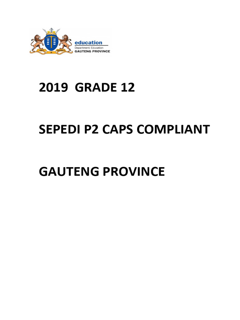 Grade 12 Sepedi P2 Caps Step By Step In Answering Question Papers 2019 Pdf 