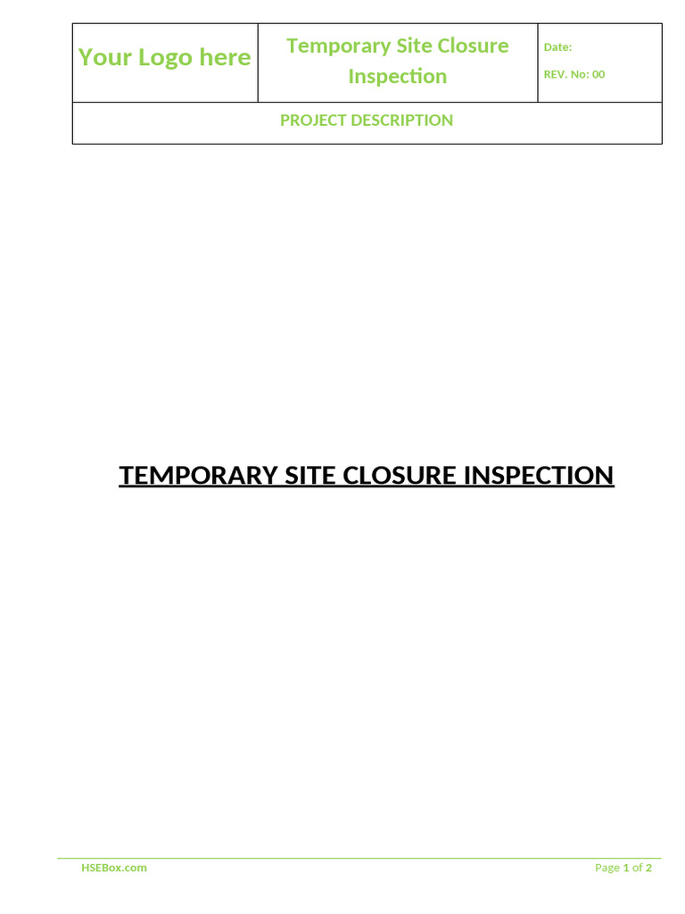 Temporary Site Closure | PDF