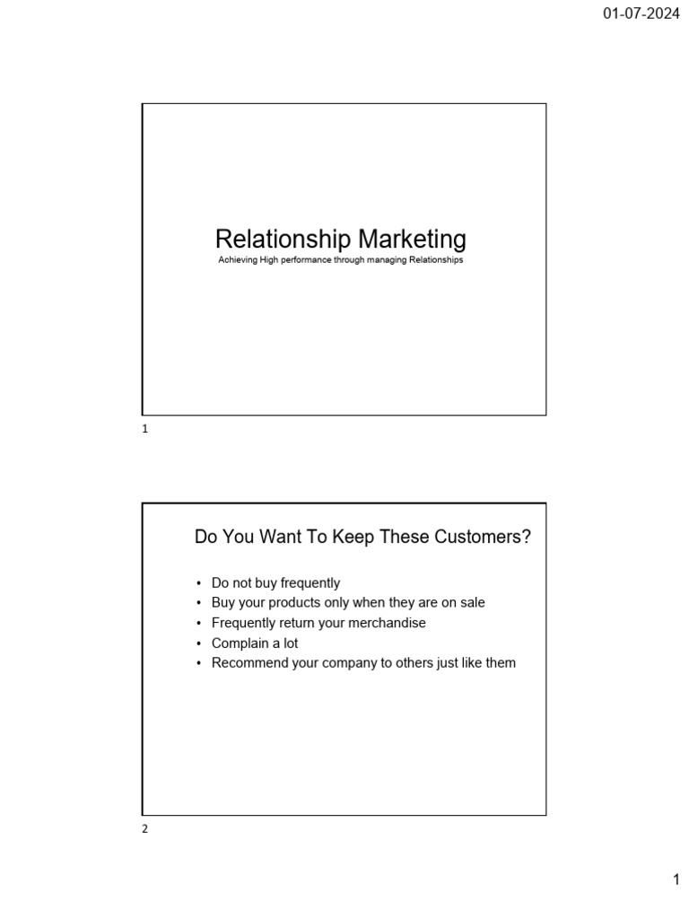 Relationship Marketing Handout | PDF