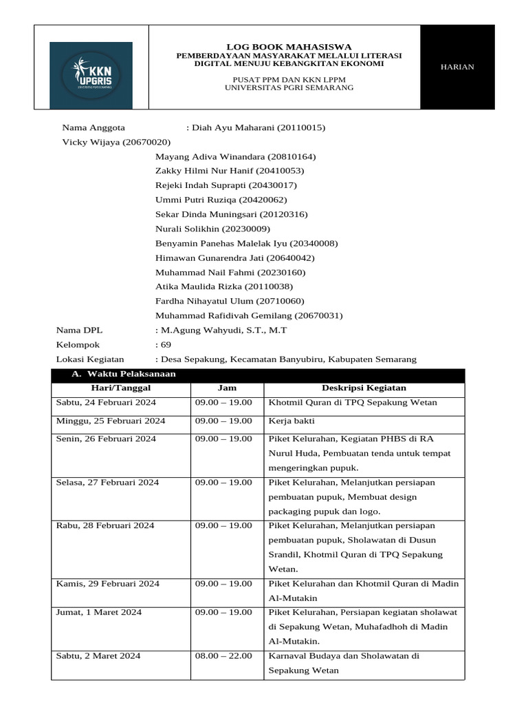 Log Book KKN 2 | PDF