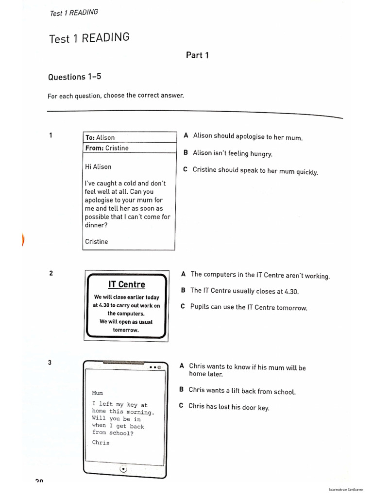 Test 1 - PET Collins | PDF