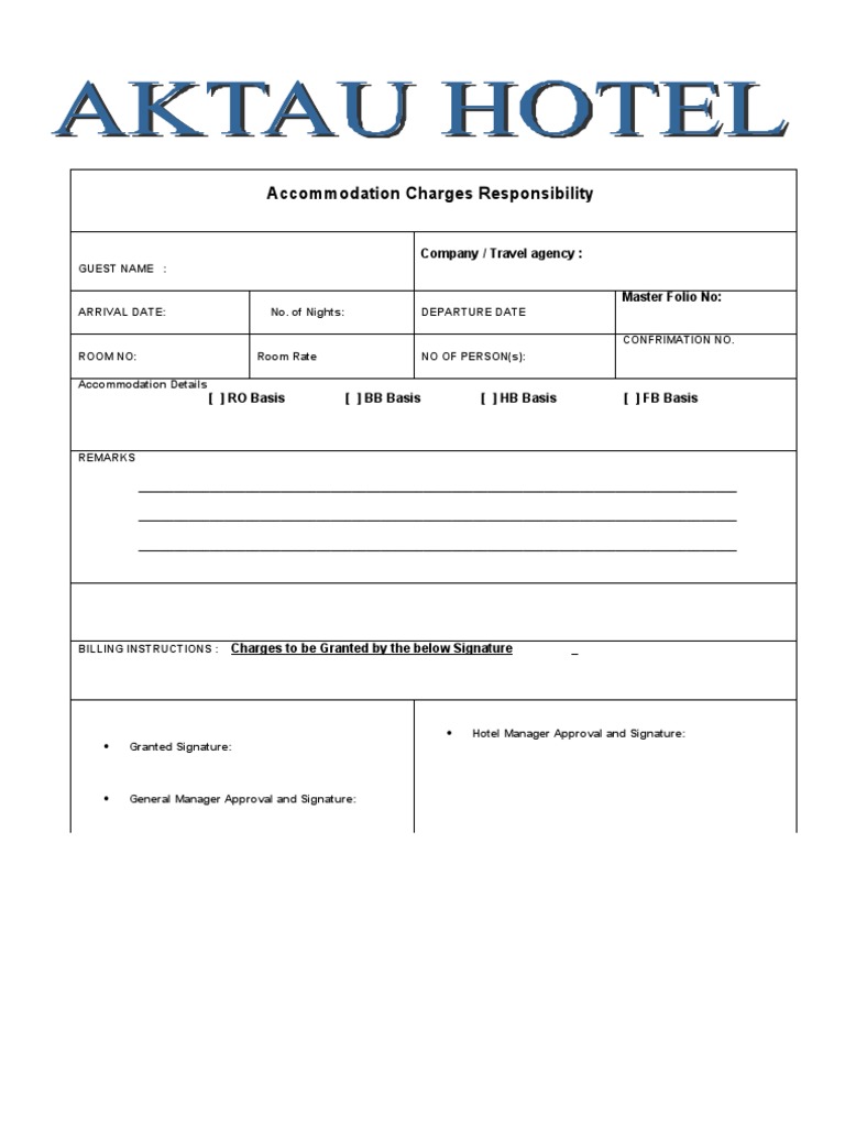 Accommodation Charges Agreement Form | PDF | Law