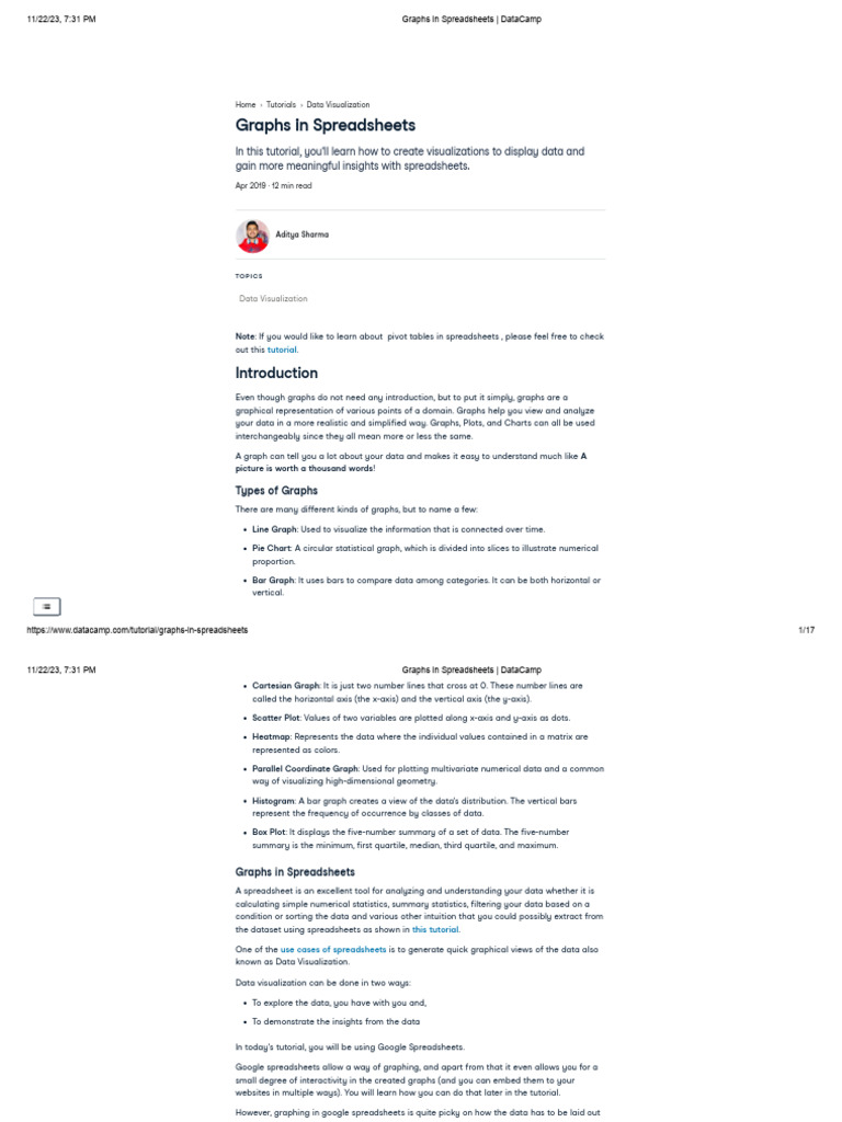 Graphs in Spreadsheets - DataCamp | PDF