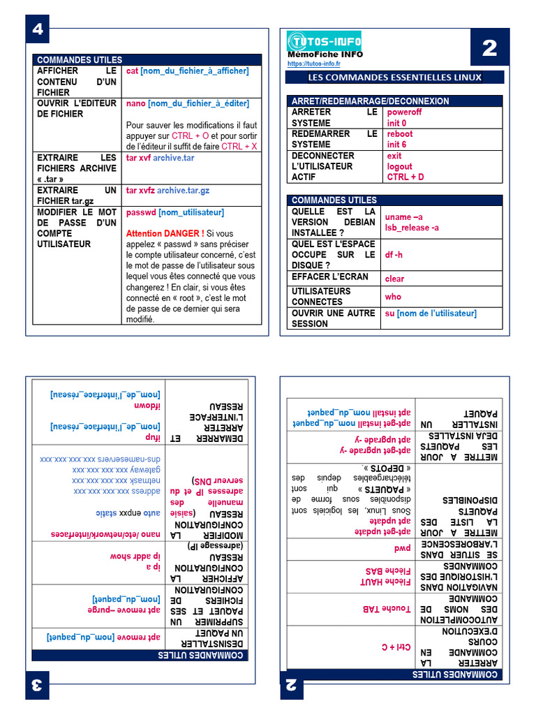 MemoFiche INFO 2 LES COMMANDES ESSENTIELLES LINUX | PDF