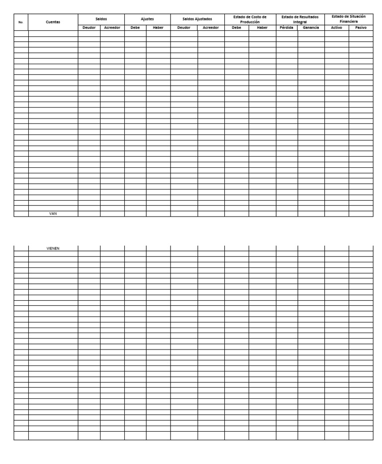 Hoja de Trabajo 12 Columnas | PDF