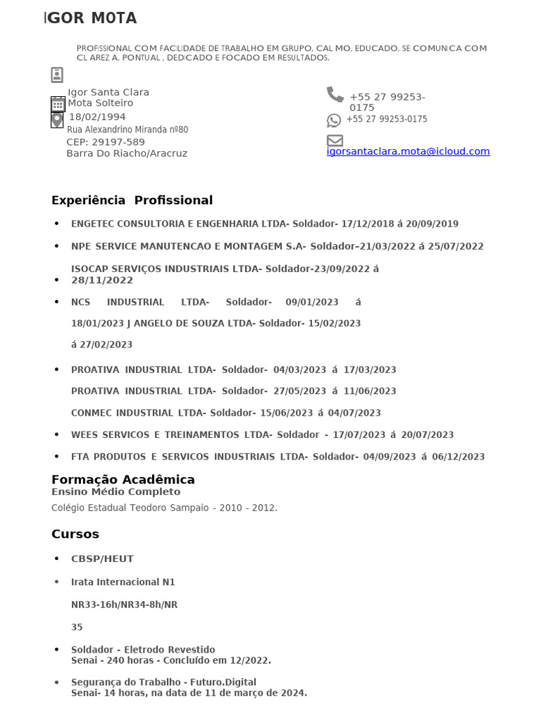 Curriculo Igor | PDF