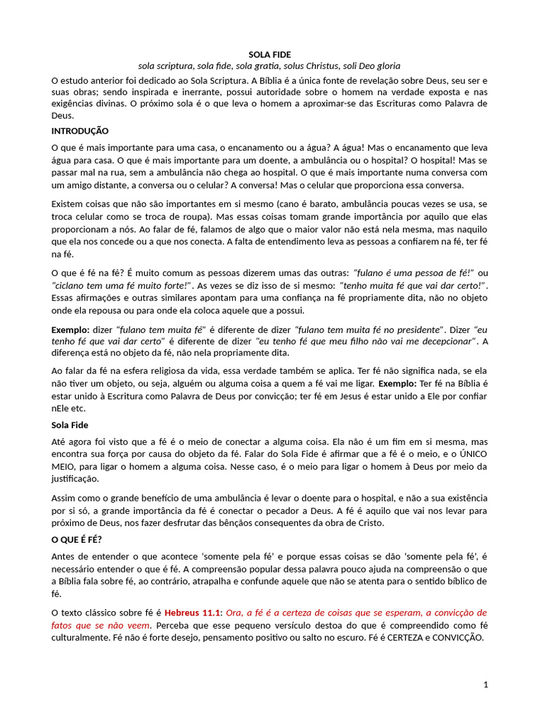 Cinco Solas - Sola Fide | PDF