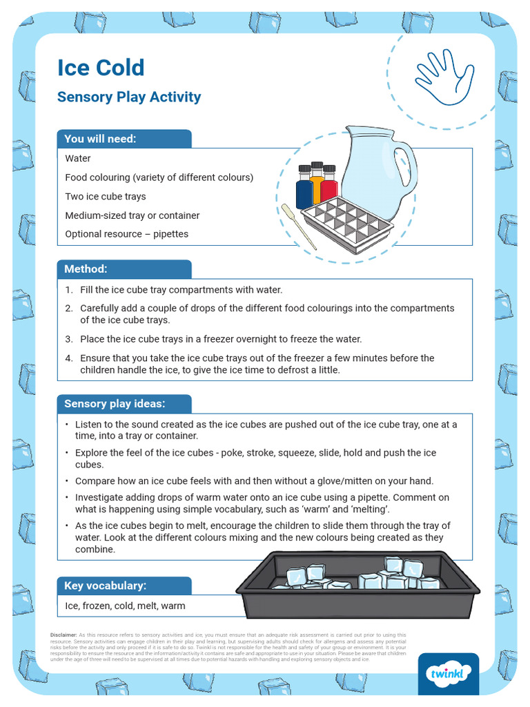 Ice Cold Sensory Play Activity | PDF