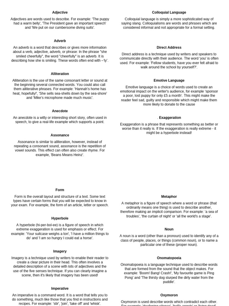 Language-Techniques GCSE | PDF