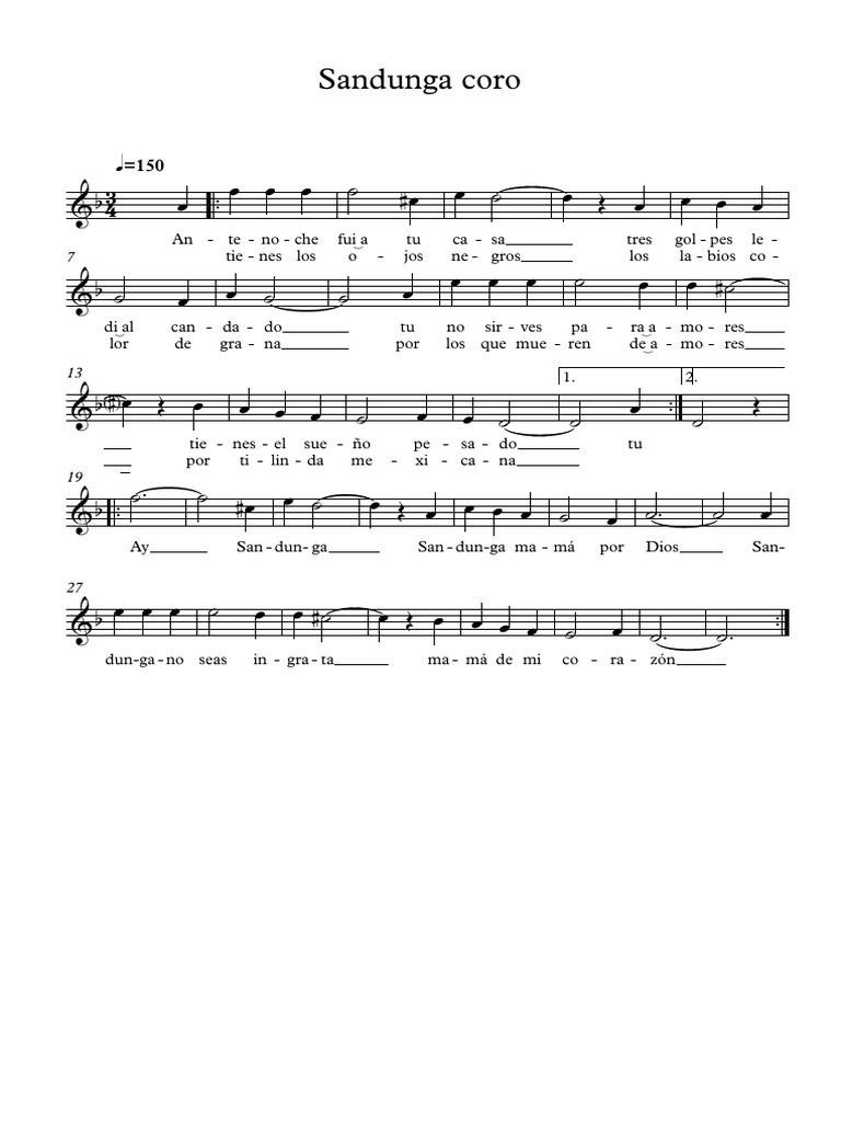 Sandunga Solo Parte de Coro | PDF
