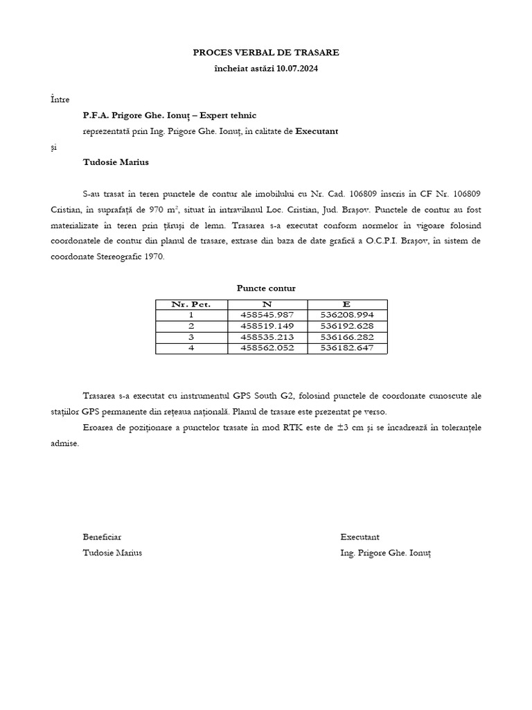 PROCES VERBAL DE TRASARE LIMITE TEREN | PDF