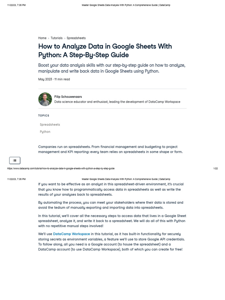 Master Google Sheets Data Analysis With Python - A Comprehensive Guide ...