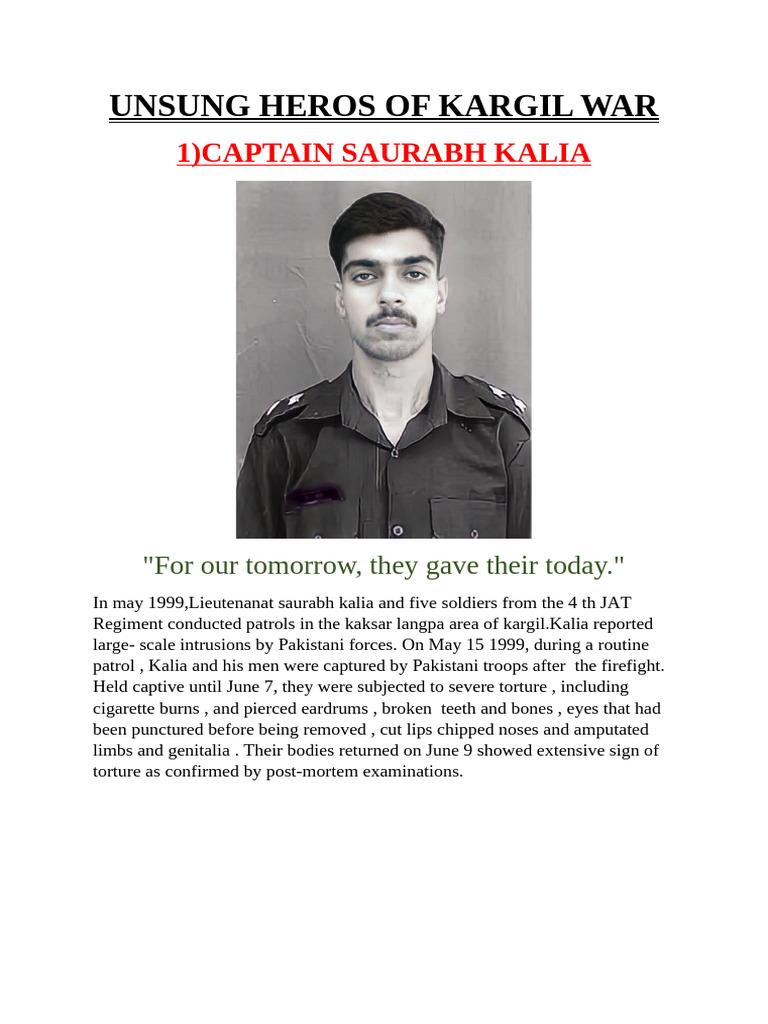 UNSUNG HEROS OF KARGIL WAR | PDF