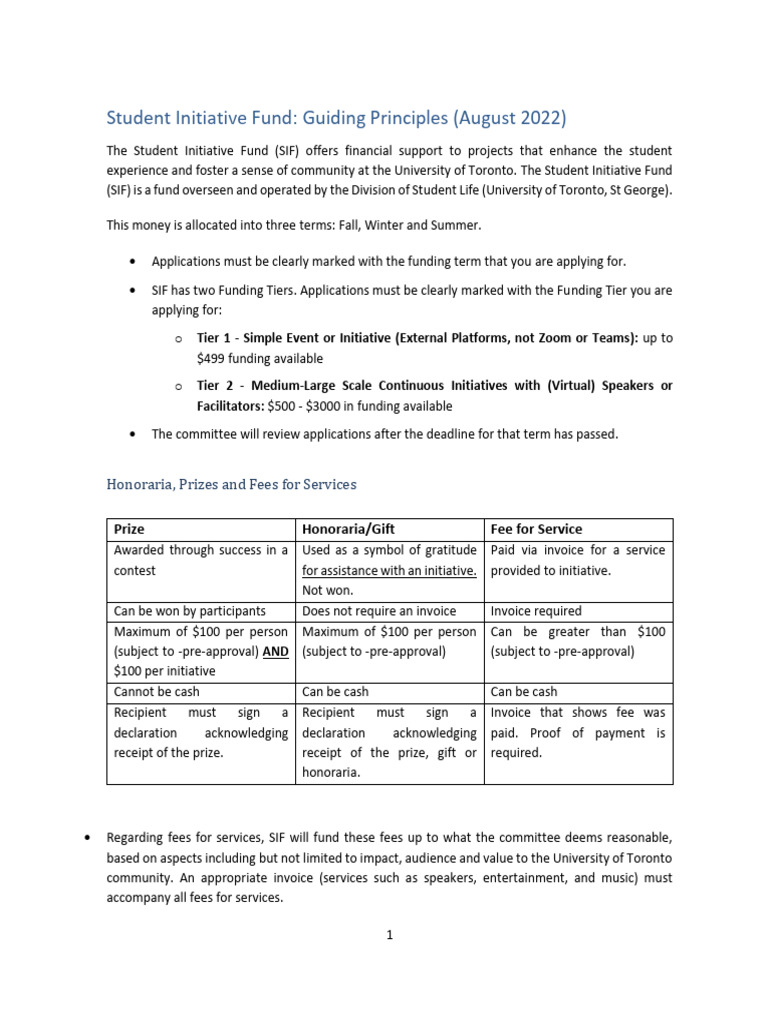UofT Student Initiative Fund Guide | PDF | Receipt | Educational Technology