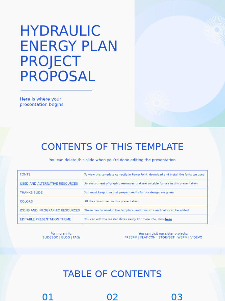 Hydraulic Energy Plan Project Proposal by Slidesgo | PDF