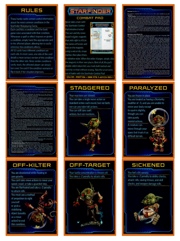 Starfinder - Condition Cards - Sheets | PDF