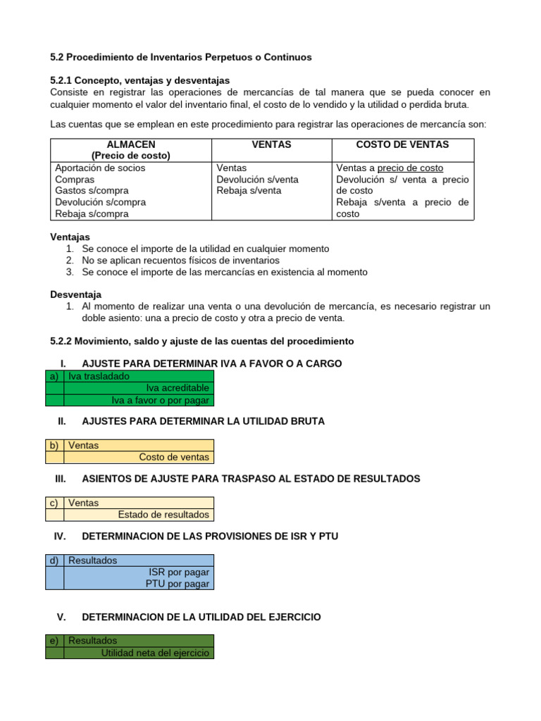 Procedimiento de Inventarios Perpetuos o Continuos | PDF