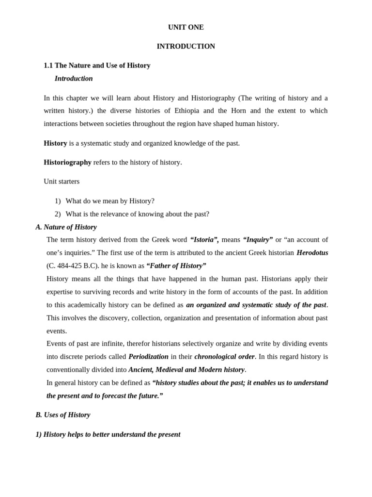 History Note CH 1 | PDF