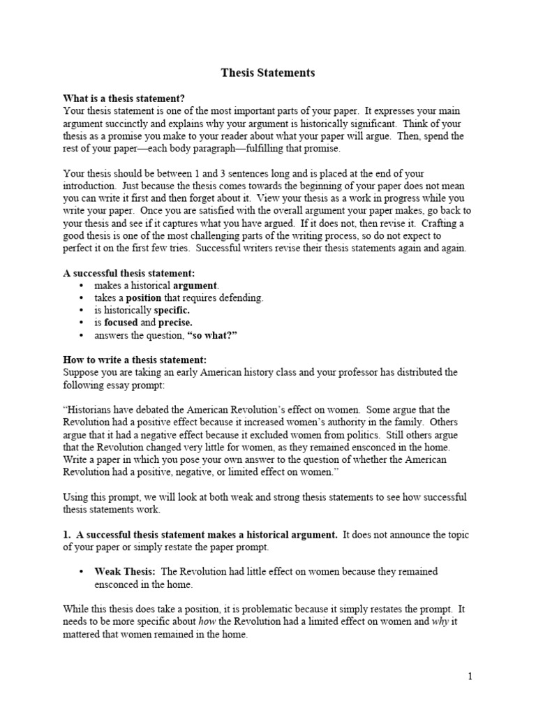 Thesis Statements | PDF