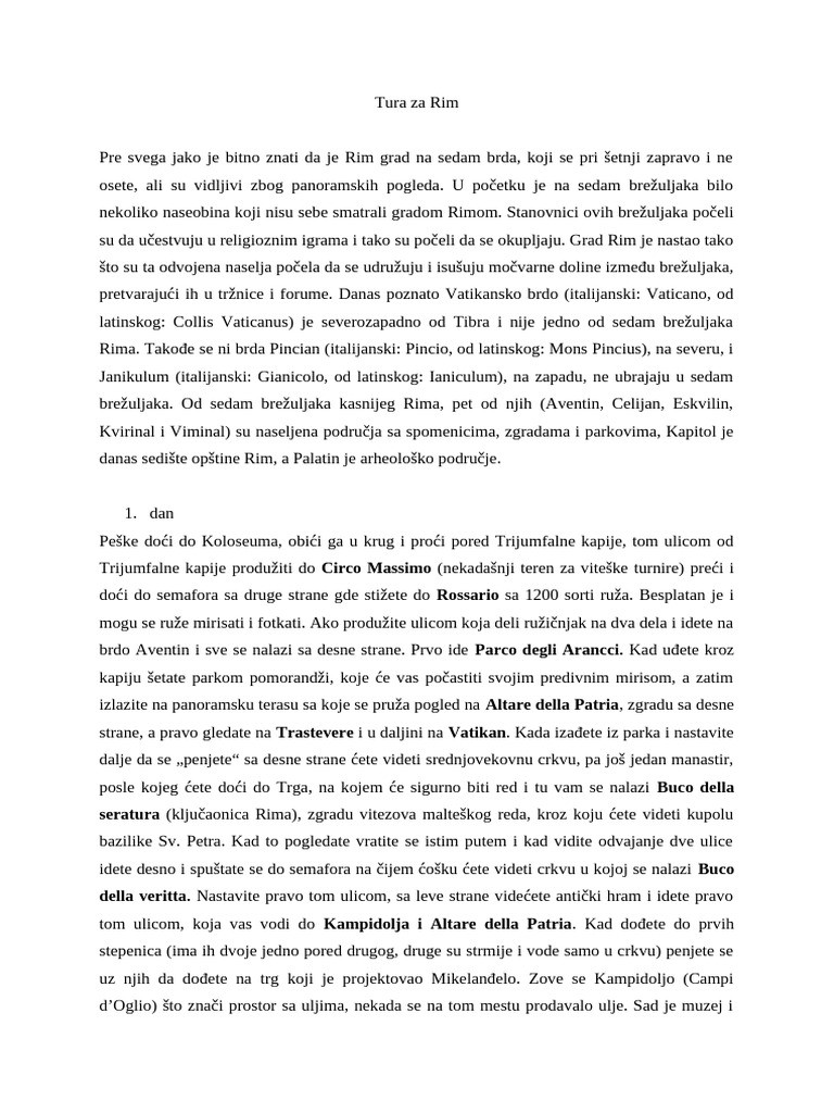 Tura Za Rim | PDF