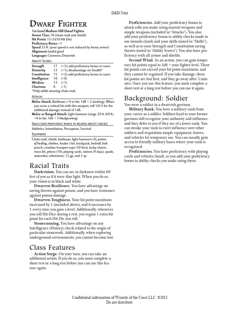 DND Next Dwarf Fighter 1 | PDF