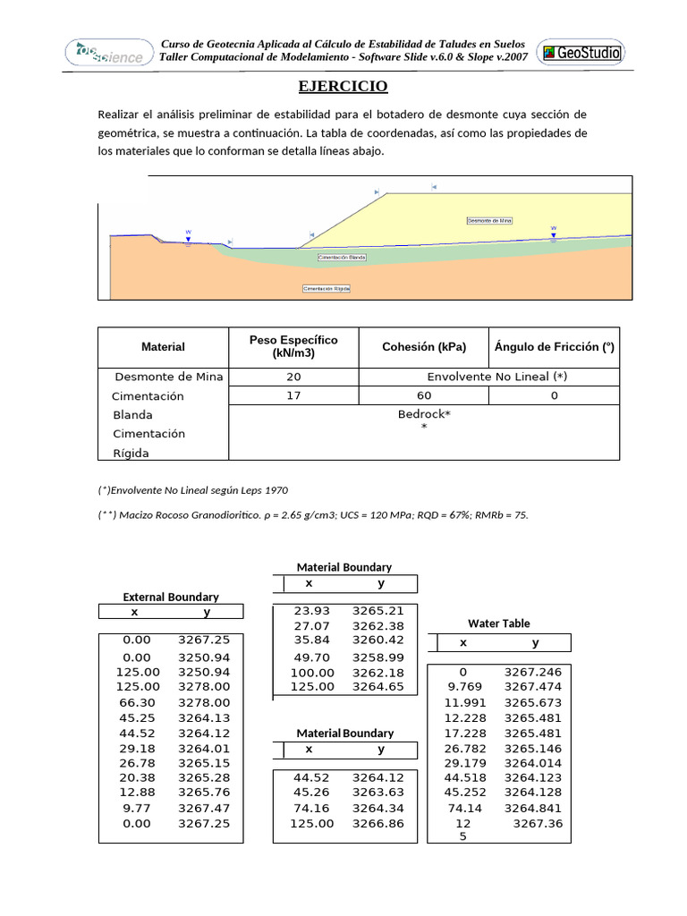 05.-Ejercicio Basico Botadero de Desmonte Mina | PDF | Ingeniero civil | Física Aplicada e ...