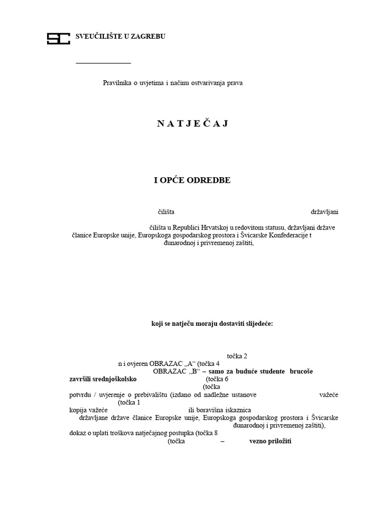 Natjecaj S B 2024 2025 | PDF