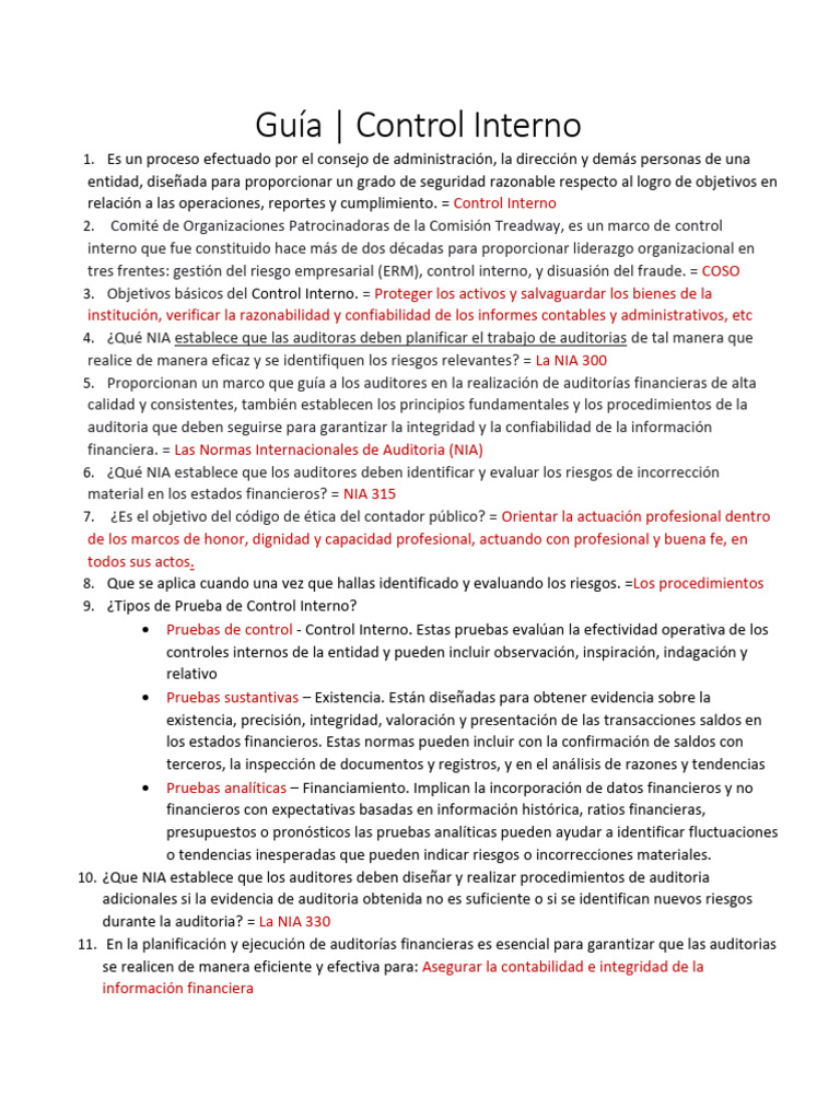 Guía Control Interno | PDF | Auditoría | Crecimiento personal y profesional