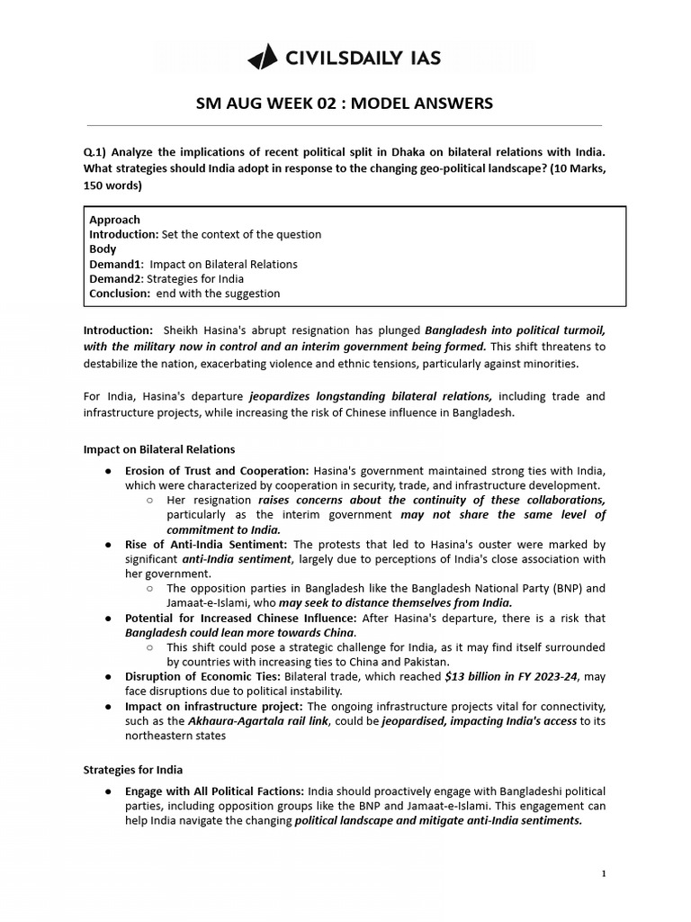 SM August 2024 - Week 2 Model Answers | PDF