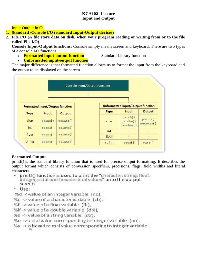 KCA102 Unit1 - Input-Output | PDF | Input/Output | Computing