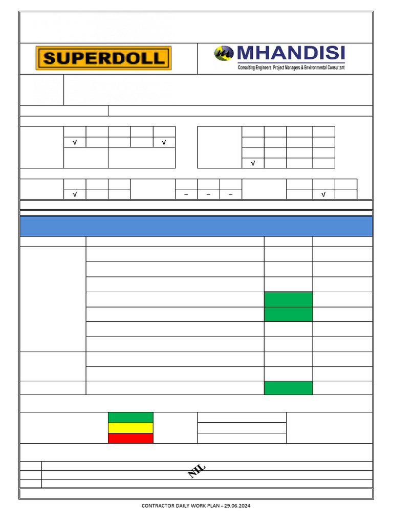 CONTRACTOR DAILY WORK PLAN | PDF