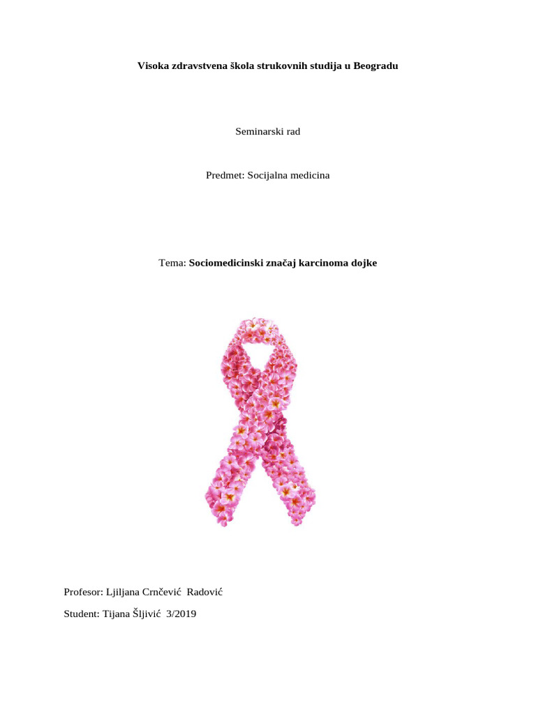 Socijalna Medicina - Karcinom Dojke | PDF