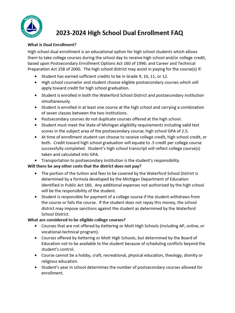 23-24 Dual Enrollment Faq | PDF