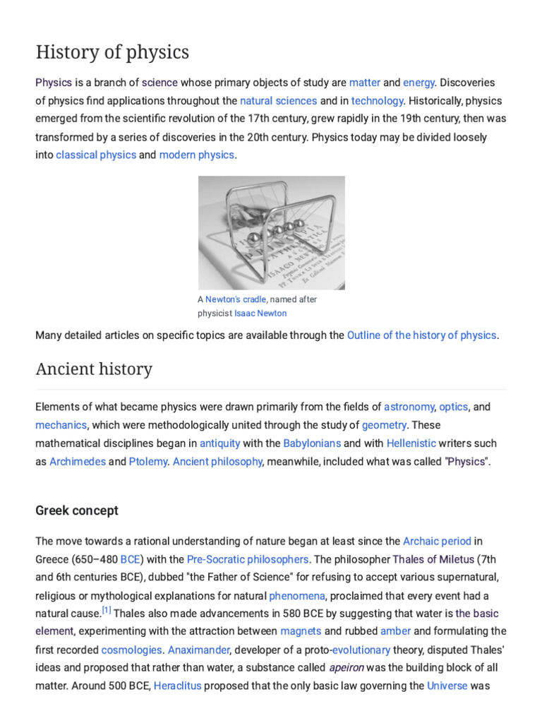 History of Physics - Wikipedia | PDF