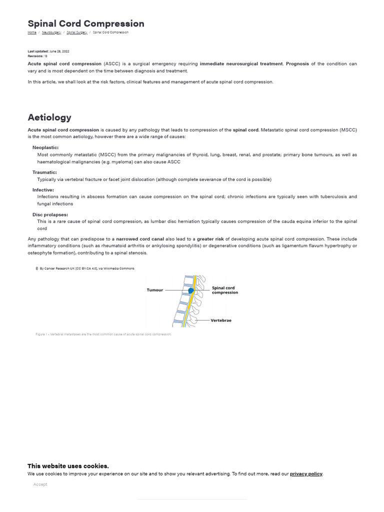 Acute Spinal Cord Compression Overview | PDF | Diseases And Disorders ...