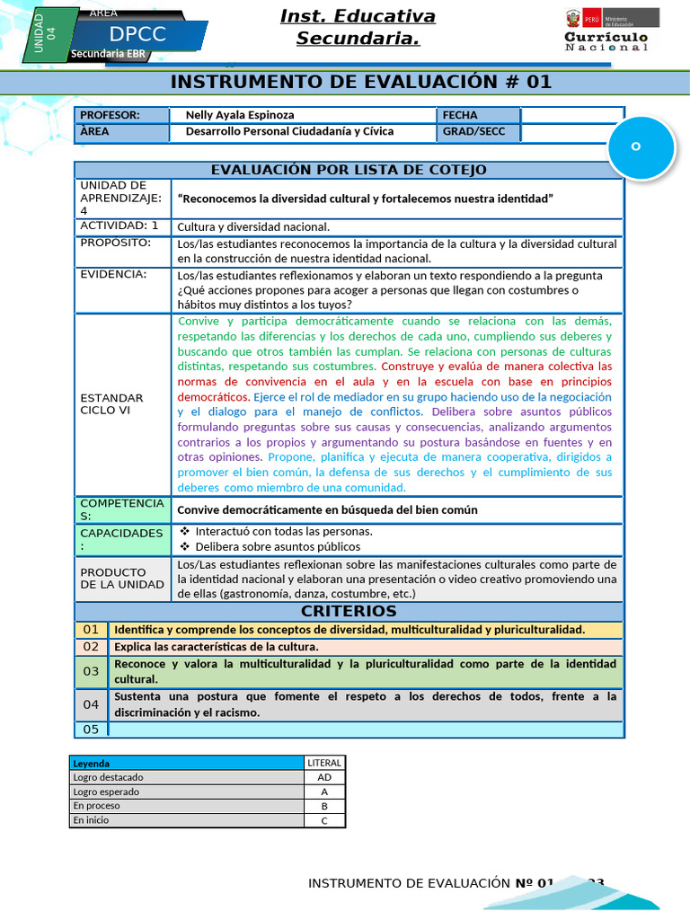 2º DPCC - LC Act.1 Uni 4 - Sem 01 | PDF