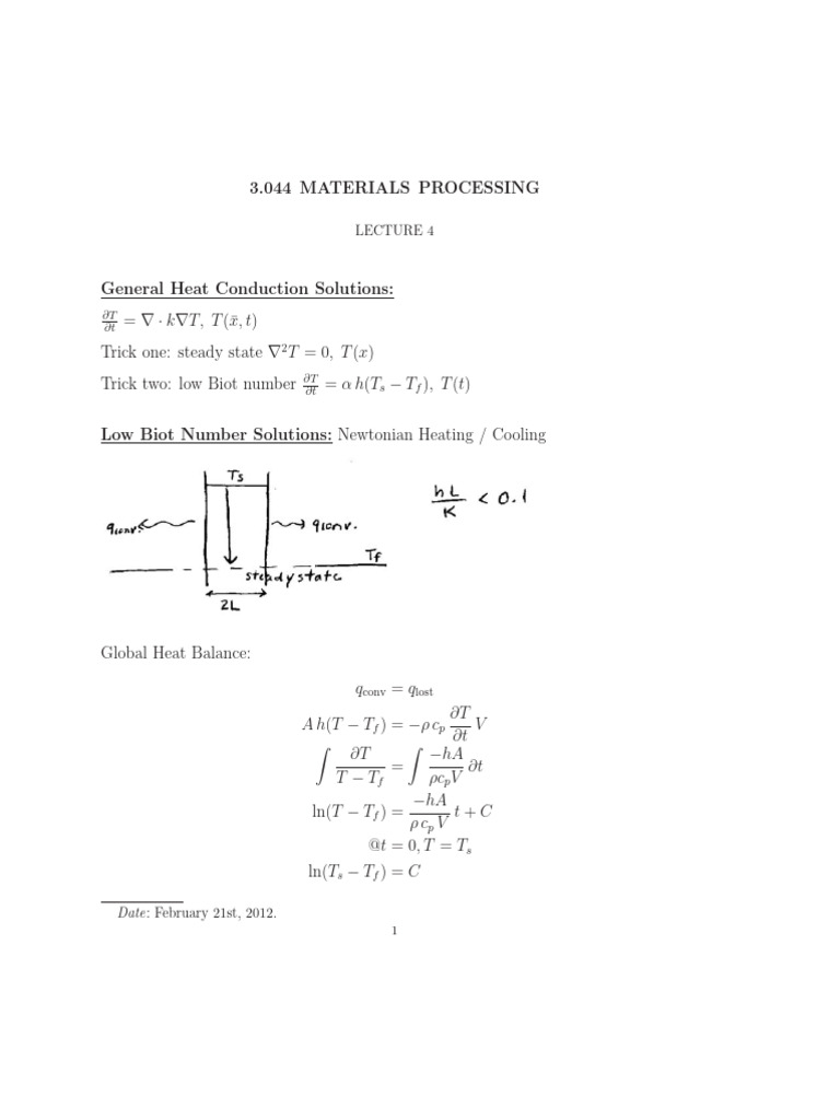 Lecture 4 Biot Number Pdf