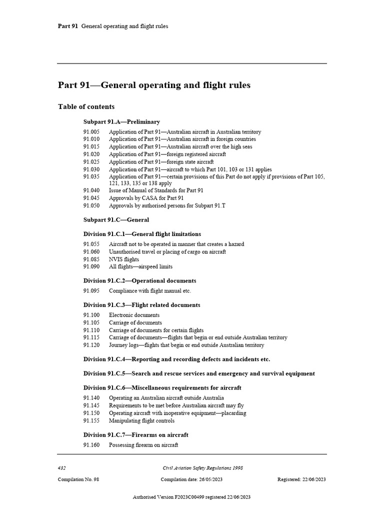 Part 91 - General Operating and Flight Rules | PDF | Instrument Flight ...