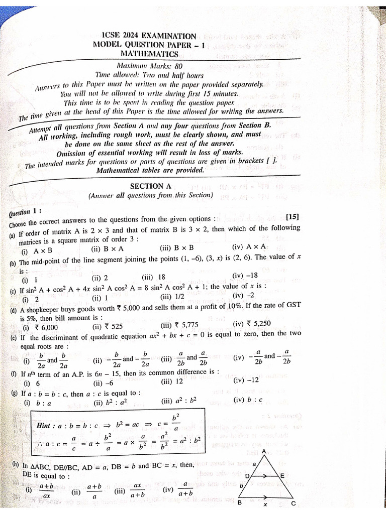 Model Test Paper1 | PDF