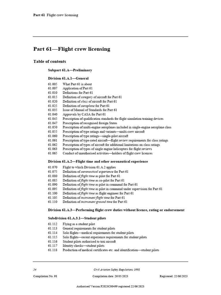 Part 61 - Flight Crew Licensing | PDF | Flight Instructor | Technology ...