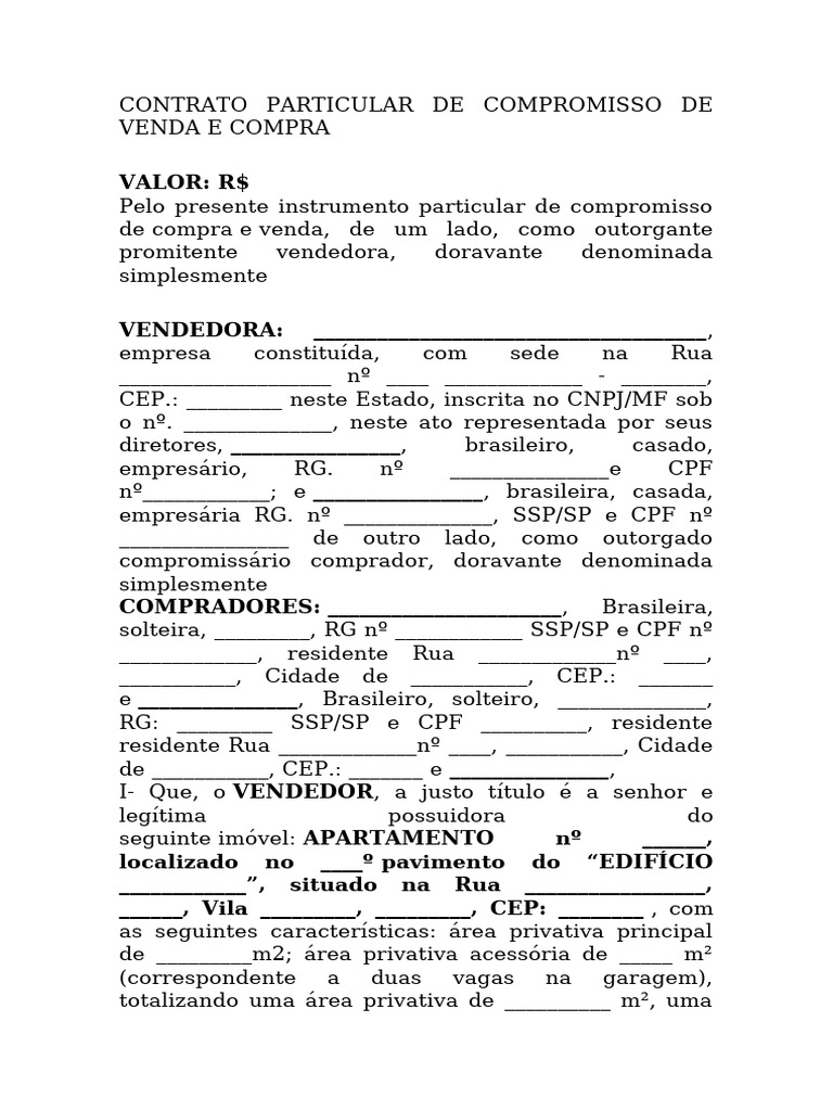 Contrato Particular de Compromisso de Venda e Compra | PDF